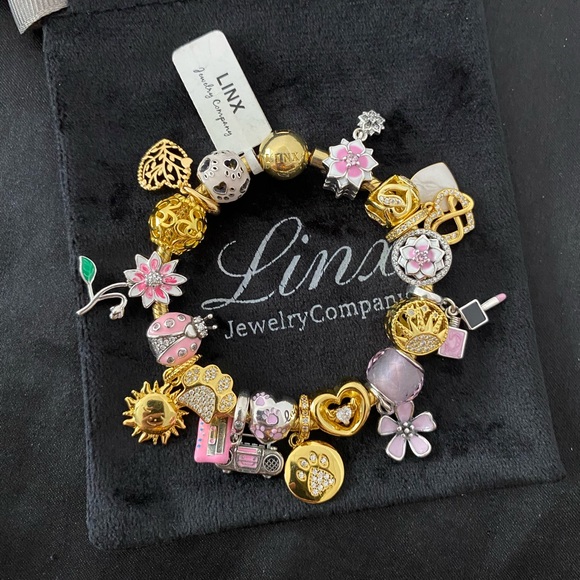 Linx | Jewelry | Linx Yellow Gold Bracelet With Gold And Pink Themed ...